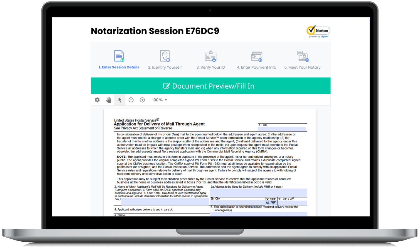 Notarize USPS Form 1583 Online | OneNotary